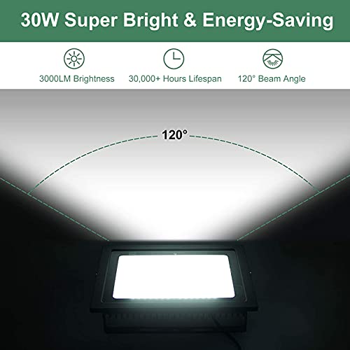 GLORIOUS-LITE LED Flood Lights Outdoor, 50W 5000LM Outside LED Work Light with Plug, 6000K Daylight White, IP66 Waterproof Portable Spot Security Lights for Garage, Yard, Garden, Playground(2 Pack)