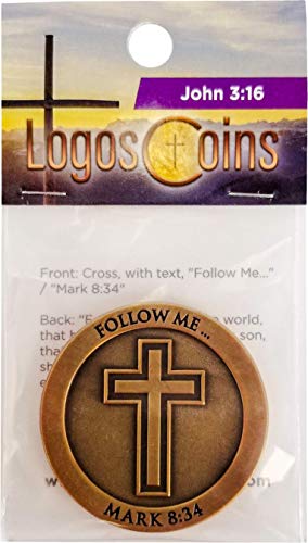 John 3:16 Coin, for God so Loved The World Bible Verse Challenge Coin, Memory Verse Pass Along Handout for Bible Study and Sunday School, Cross Coin Pocket Token, Religious Gift