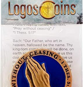 The Lord's Prayer and Pray Without Ceasing, Antique Gold-Color Plated Challenge Coin, Our Father Who Art in Heaven Matthew 6:9-13 Gift