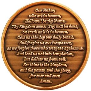 The Lord's Prayer and Pray Without Ceasing, Antique Gold-Color Plated Challenge Coin, Our Father Who Art in Heaven Matthew 6:9-13 Gift