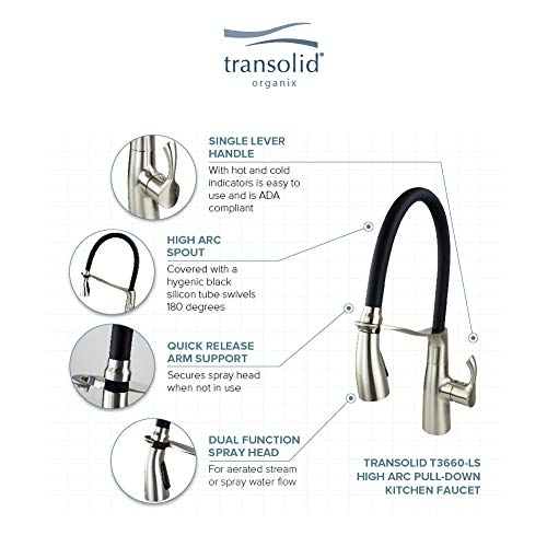 Transolid T3660-LS Organix Pull-Out Kitchen Faucet, Luxe Stainless