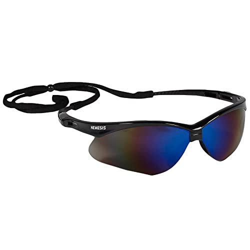 KleenGuard V30 Nemesis Safety Glasses / Sunglasses 14481 Black Frame, Blue Mirror Lens (6 Pair)