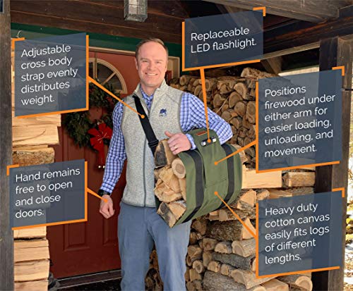 LogOX Fireside Bundle, WoodOX Sling Ergonomic Firewood Carrier & Hearth Bin Firewood Rack, Bundle Pack