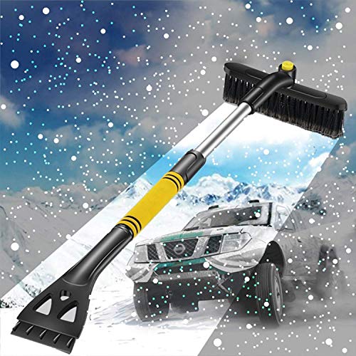 ijoltz Car Snow Brush, 31" Extendable Ice Scraper & Snow Brush - Detachable Snow Removal Broom with Foam Grip Auto Windshield Snow Brush for Small Car Truck SUV + Ice Scraper