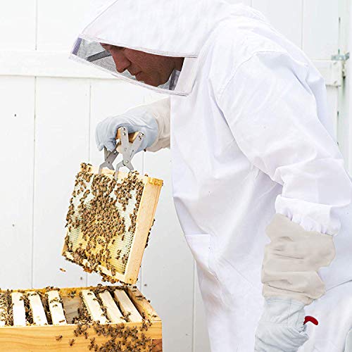 Beekeeping Suit Apiarist Beekeeping Jacket with Sheepskin Gloves & Ventilated Fencing Veil Hood Professional Beekeeper Suit Outfit Total Protection for Backyard Professional and Beginner Beekeepers-XL