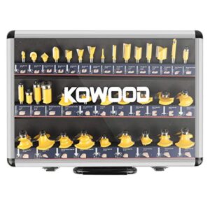 kowood router bits sets of 35b pieces 1/4 inch t shape wood milling cutter