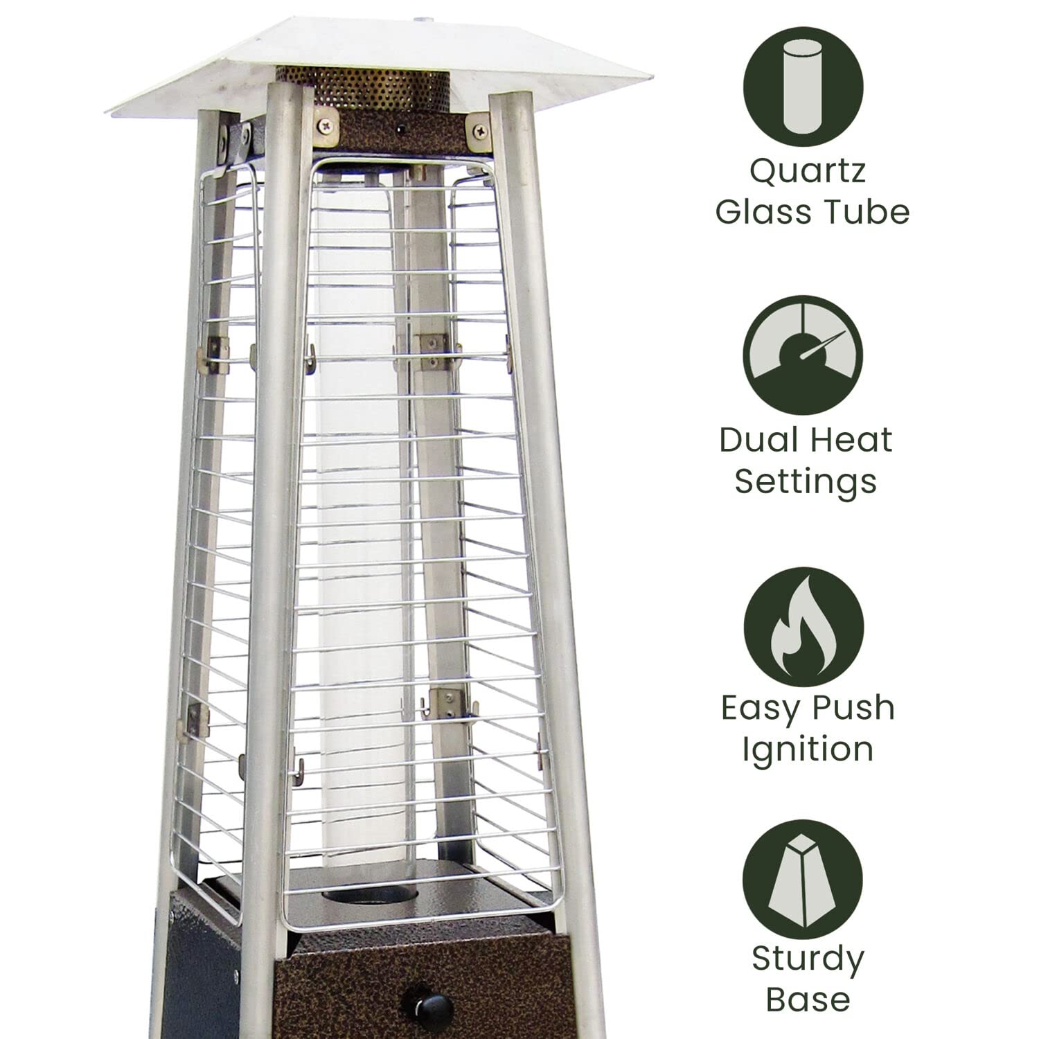 Hanover 34-In. Mini Pyramid Tabletop Propane Patio Heater, Hammered Bronze