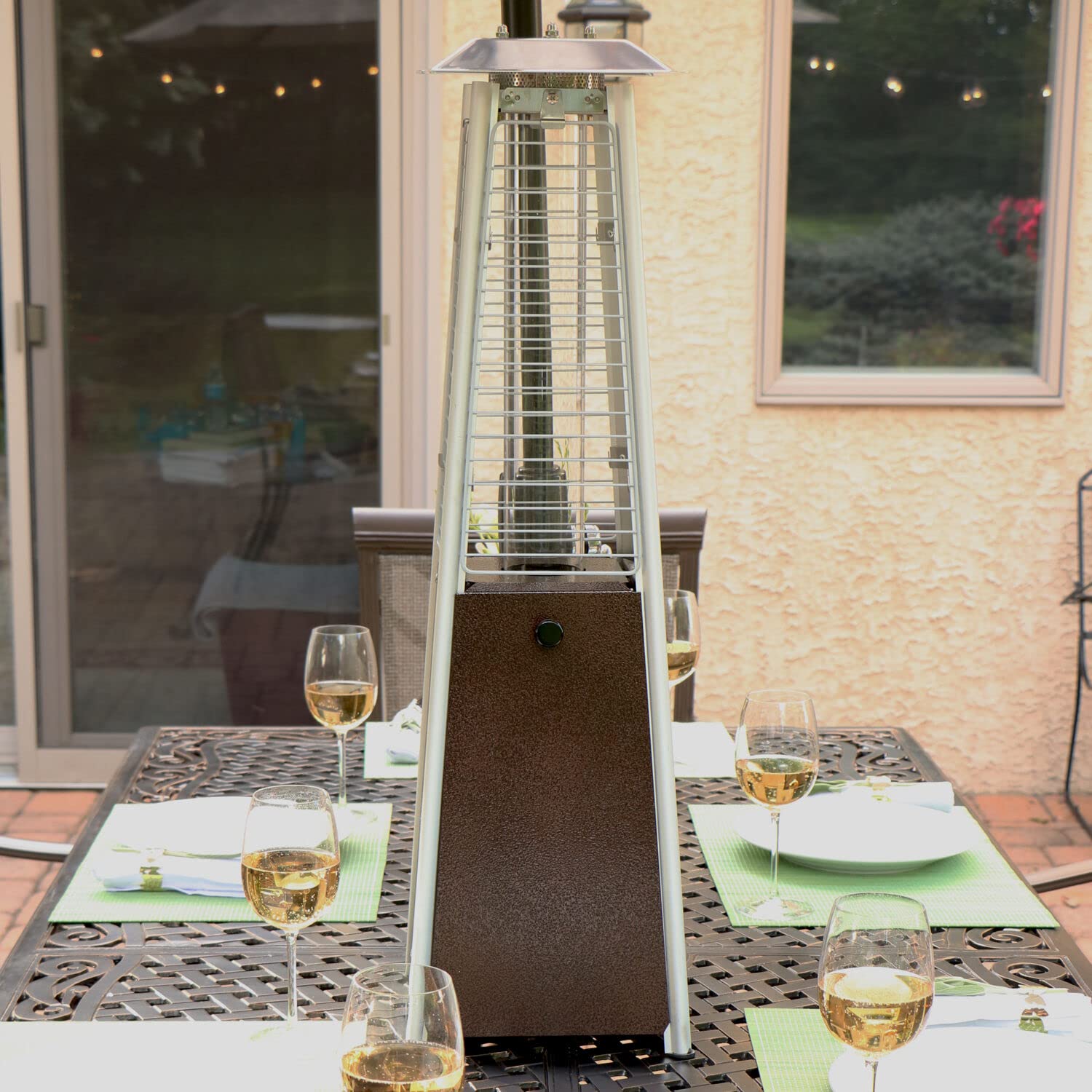 Hanover 34-In. Mini Pyramid Tabletop Propane Patio Heater, Hammered Bronze