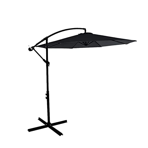 C-Hopetree 10 ft Offset Cantilever Outdoor Patio Umbrella with Cross Base Stand, Black