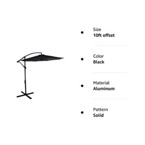 C-Hopetree 10 ft Offset Cantilever Outdoor Patio Umbrella with Cross Base Stand, Black