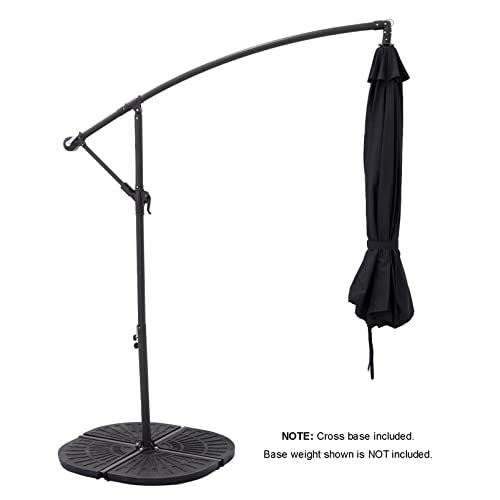 C-Hopetree 10 ft Offset Cantilever Outdoor Patio Umbrella with Cross Base Stand, Black