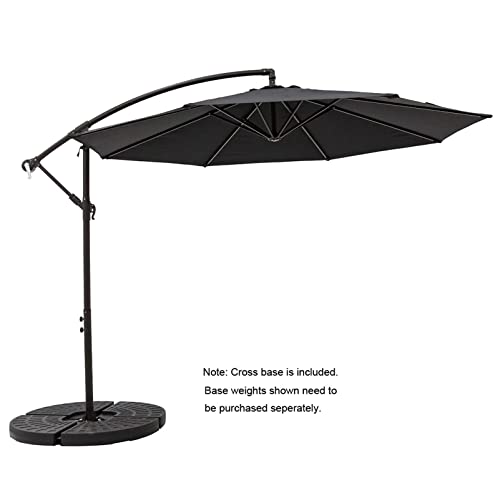 C-Hopetree 10 ft Offset Cantilever Outdoor Patio Umbrella with Cross Base Stand, Black