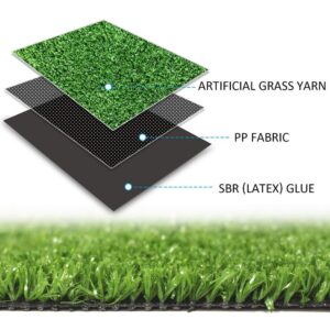 Sigetree Artificial Grass Mats Lawn Carpet Customized Sizes, Synthetic, Indoor Outdoor Landscape, Faux Grass Rug for Pets 3Feet X 5Feet