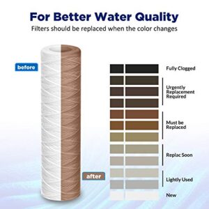 Membrane Solutions 5 Micron 10"x2.5" String Wound Whole House Water Filter Replacement Cartridge Universal Sediment Filters for Well Water - 6 Pack