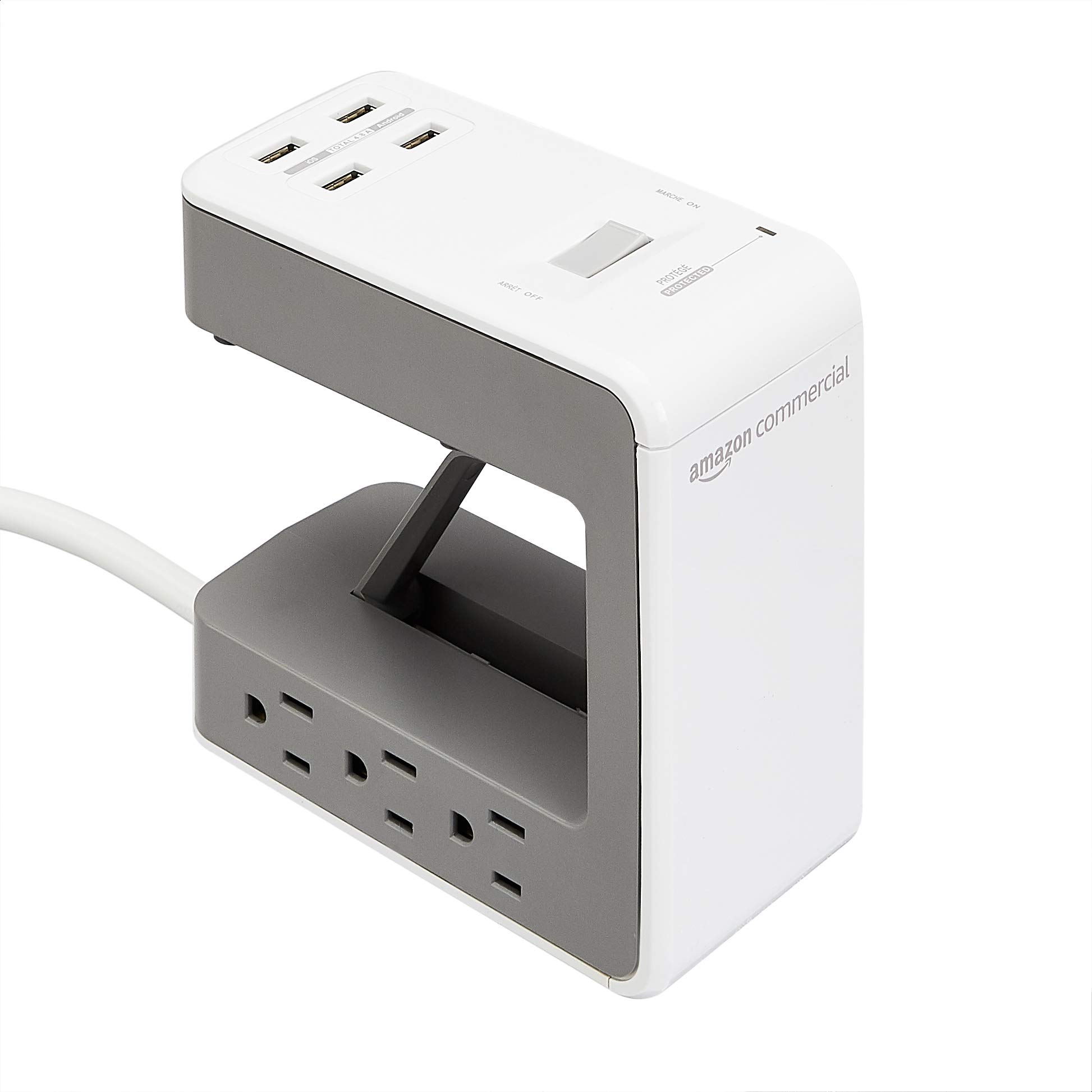 AmazonCommercial AC and USB Desktop Outlet with Surge Protection, 1 PACK, White