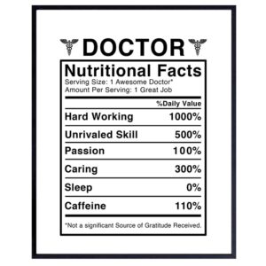 Doctor Nutritional Facts Wall Art - Funny 8x10 Room Decor, Home Decoration for Medical Clinic or Office - Unique Gift for Dr, Physician, Med Student - Unframed Poster Picture Sign Print