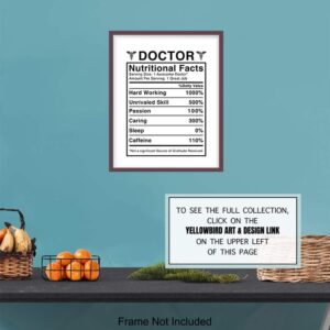 Doctor Nutritional Facts Wall Art - Funny 8x10 Room Decor, Home Decoration for Medical Clinic or Office - Unique Gift for Dr, Physician, Med Student - Unframed Poster Picture Sign Print