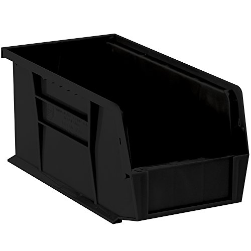 Great Box Supply Plastic Stack & Hang Bin Boxes, 14 3/4" x 8 1/4" x 7", Black, 12/Case