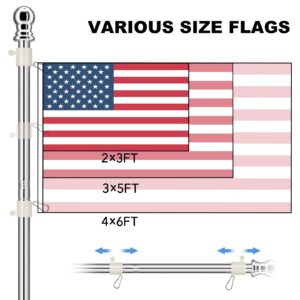 GLORYA 5ft Flag Pole with Holder - 1" American Flag Pole Kit for Outdoor - House Tangle-Free Flag Pole with Clips - Stainless Steel Wall Mounted Spinning Flag Pole for Residential and Commercial