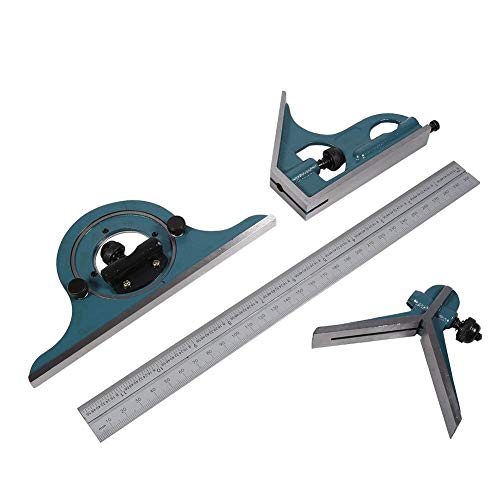 Combination Square Set,Stainless Steel Universal Bevel 180 Degree Angle Combination Square Protractor Ruler Set for Measuring Inner and Outer Angles of The Parts