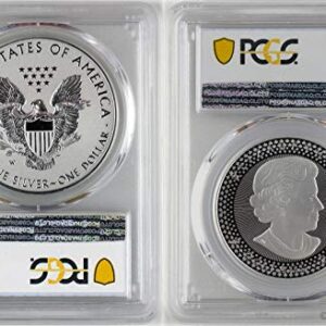 2019 W Pride of Two Nations 2019 Pride of Two Nations Enhanced Reverse Proof American Silver Eagle and Modified Proof Canadian Maple Leaf 2-Coin U.S. Set, PR70, First Day of Issue, PCGS PR-70