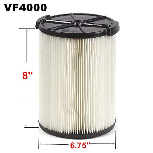 VF4000 Standard Filter for Wet/Dry Vacs Ridgide Vacs 5 Gallons and Larger Vacuum Cleaner, Replacement Vf4000 Filter -Pack of 1 PCS-NEW!