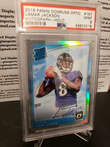 2018 donruss optic holo autograph psa 9 mint lamar jackson graded sp /99 panini prizm rookie football card rc baltimore ravens mint auto