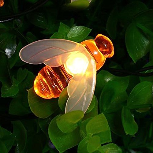 Dreamworth Plug in Bee String Lights, 33Ft 100 Led Bee Shape Fairy String Lights 8 Modes String Lights for Garden, Patio, Lawn Decoration (Warm White)