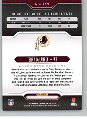 2019 Panini Playbook #137 Terry McLaurin Washington RC Rookie NFL Football Trading Card