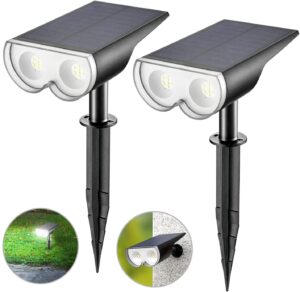 linkind starray solar spot lights outdoor, 16 leds ip67 waterproof dusk-to-dawn landscape spotlights, 6500k daylight wall lights for garden yard driveway walkway, 2 pack