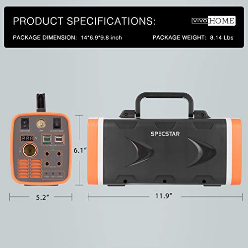 SPECSTAR 500W 78000mAh 288WH Portable Power Station with LED Light, Battery Generator with AC DC USB Outlets and Solar Charging Interface for Emergencies Outdoors, Solar Panel Not Included