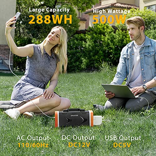 SPECSTAR 500W 78000mAh 288WH Portable Power Station with LED Light, Battery Generator with AC DC USB Outlets and Solar Charging Interface for Emergencies Outdoors, Solar Panel Not Included