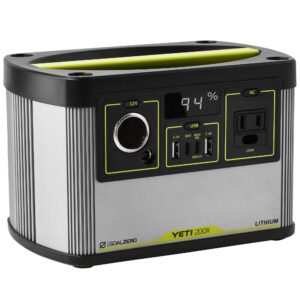 goal zero yeti portable power station - yeti 200x w/ 187 watt hours battery capacity, usb ports & ac inverter - solar generator for camping, travel, outdoor