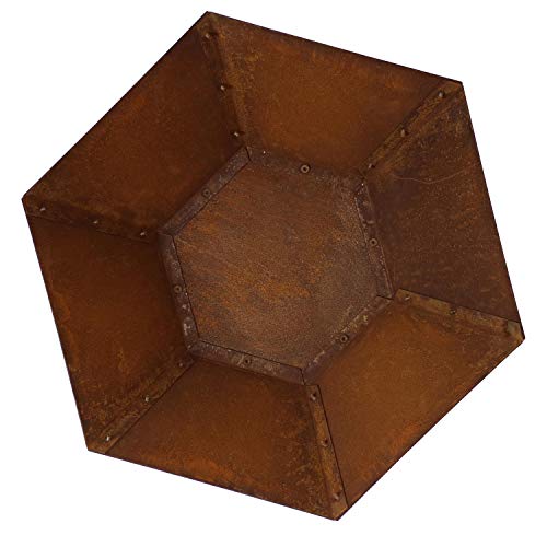 Sunnydaze Rustic Affinity 23-Inch Steel Raised Outdoor Fire Pit Kit with Oxidized Finish - Hexagon-Shaped