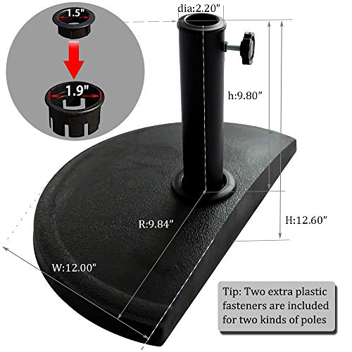 COBANA Half Round Patio Umbrella Base, Heavy-Duty Free Standing Resin Umbrella Stand, 20lb