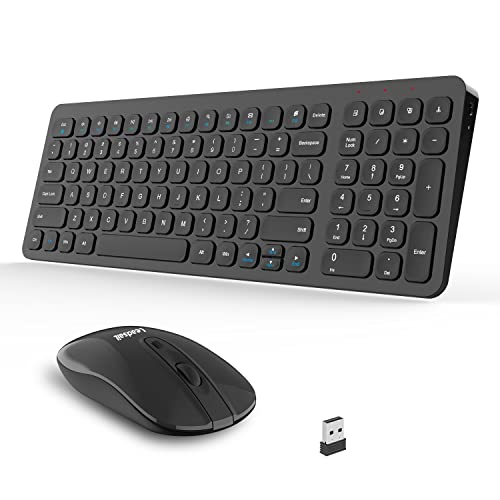 LeadsaiL Wireless Keyboard and Mouse Combo, Wireless USB Mouse and Computer Keyboard Set, Compact and Silent for Windows Laptop, Desktop, PC