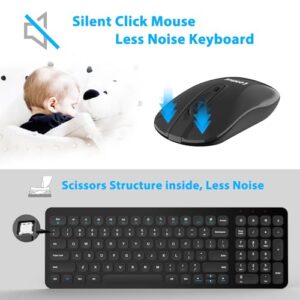 LeadsaiL Wireless Keyboard and Mouse Combo, Wireless USB Mouse and Computer Keyboard Set, Compact and Silent for Windows Laptop, Desktop, PC