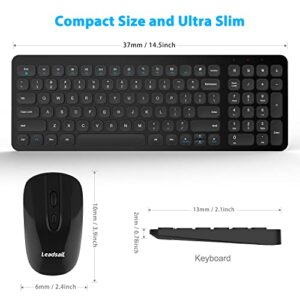 LeadsaiL Wireless Keyboard and Mouse Combo, Wireless USB Mouse and Computer Keyboard Set, Compact and Silent for Windows Laptop, Desktop, PC