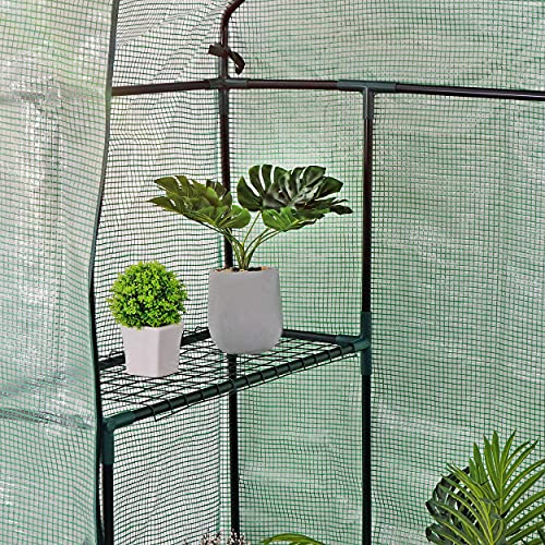 BBBuy Outdoor Portable Walk-in Greenhouse 3 Tiers 6 Shelves w/ Durable PE Cover Roll Up Zipper Door Steel Frame Screen Windows Garden Greenhouse for Growing Plants and Storage w/ Ground Pegs, Ropes