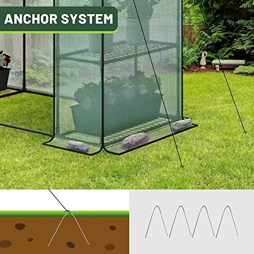 BBBuy Outdoor Portable Walk-in Greenhouse 3 Tiers 6 Shelves w/ Durable PE Cover Roll Up Zipper Door Steel Frame Screen Windows Garden Greenhouse for Growing Plants and Storage w/ Ground Pegs, Ropes