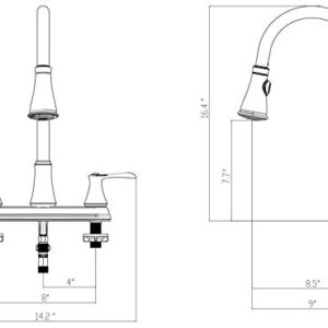 Wasserman 22167143 - Kitchen Sink Faucet Double Handle Pull Down Spay with 28mm Spout