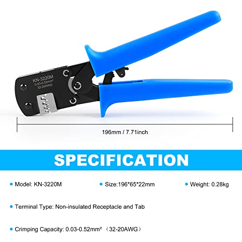 Knoweasy Micro Connector Pin Crimping Tool - Compatible with D-Sub, Molex, JST, and JAE Connectors - 32-20AWG / 0.03-0.52mm² - Perfect for Wire Crimping and Electrical Repairs