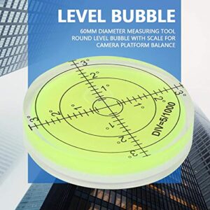 Level Bubble, 60mm Diameter High Precision Bullseye Bubble Spirit Level Horizontal Bubble Cardan Level with Scale for Tripod, Phonograph, Turntable