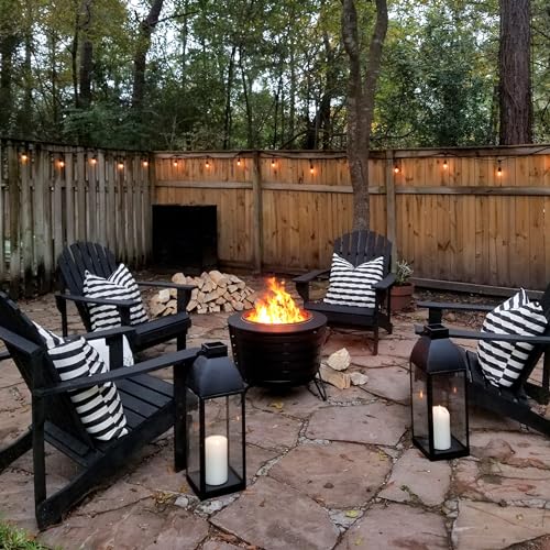 TIKI Brand Smokeless 24.75 in. Patio Fire Pit, Wood Burning Outdoor Fire Pit - Includes Wood Pack, Modern Design with Removable Ash Pan and Weather Resistant Cover, Black