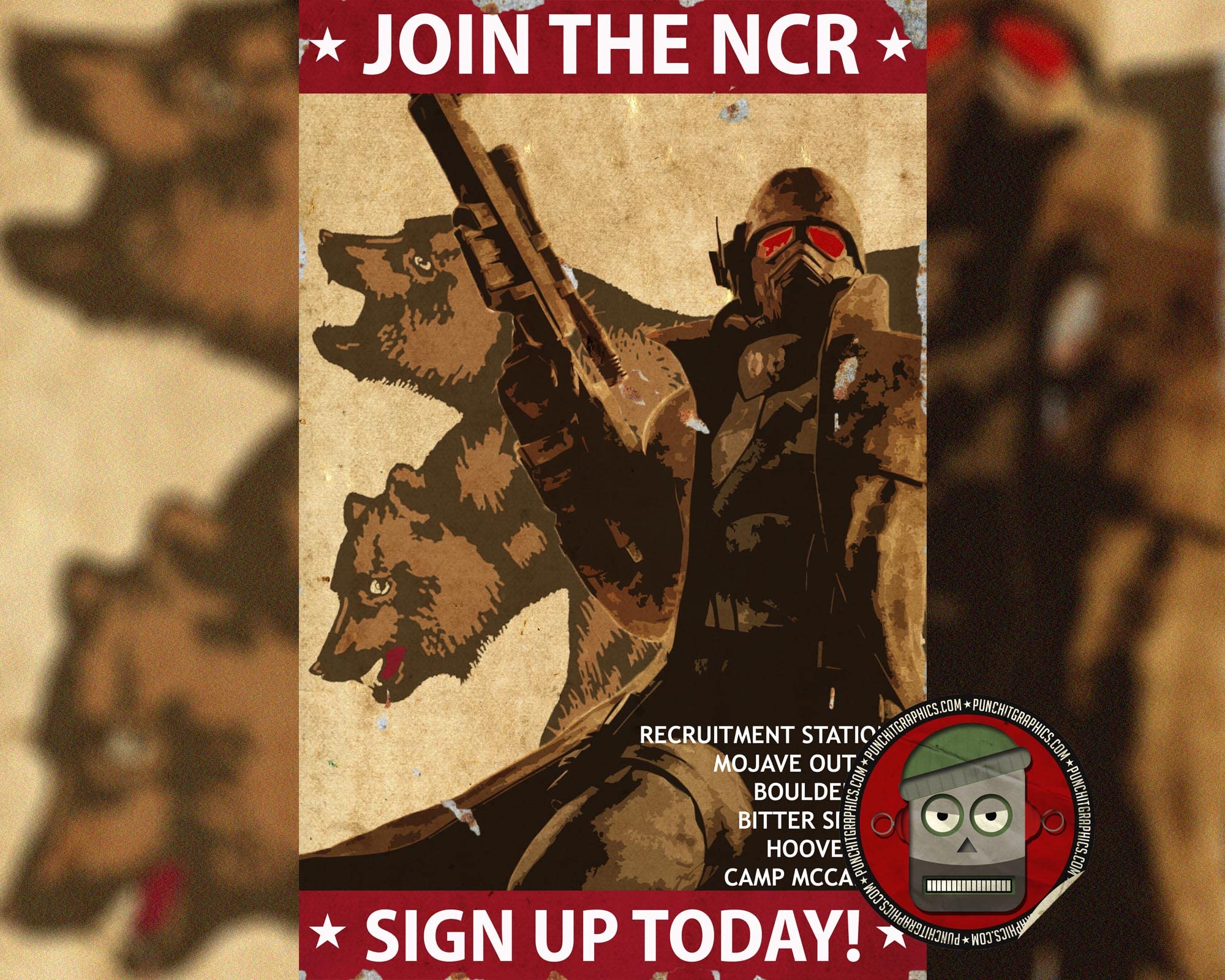 Fallout New Vegas Join the New California Republic NCR Original Art Print 11x17