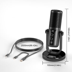 Aokeo USB Microphone, Condenser Podcast Microphone for Computer. Suitable for Recording, Gaming, Desktop, Windows, Mac, YouTube, Streaming, Discord