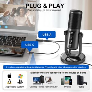 Aokeo USB Microphone, Condenser Podcast Microphone for Computer. Suitable for Recording, Gaming, Desktop, Windows, Mac, YouTube, Streaming, Discord