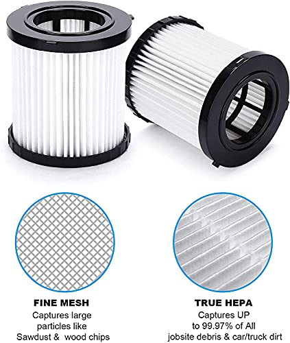 DCV5801H Hepa Replacement Filter Compatible for DeWalt DCV580 & DCV581H Wet Dry Vacuum Pack of 2