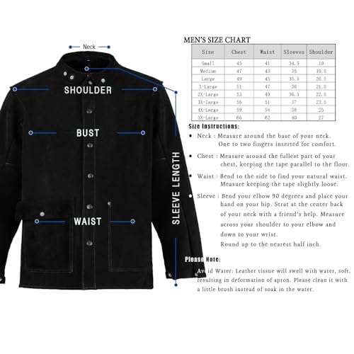 Leather Welding Jacket - Heat & Flame-Resistant Heavy Duty Split Cowhide Leather FR Work Safety Jacket (as1, alpha, m, regular, regular)