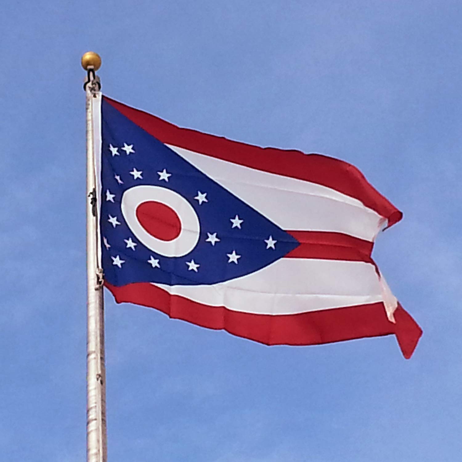 FLAGBURG Ohio State Flag 3x5 ft OH Flag The Buckeye State Flag Heavy Duty 210D Nylon with Embroidered Stars Outdoor Indoor All Weather Burgee Flag with Strong Canvas Header/Brass Grommets/Sewn Stripes